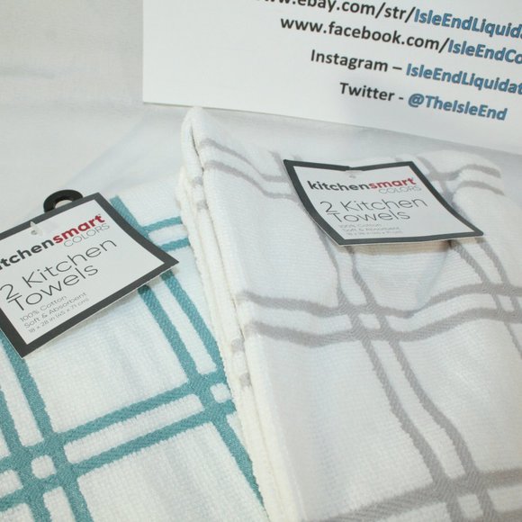 KitchenSmart | Kitchen | Kitchensmart 4pack Kitchen Towels Tealcharcoal ...